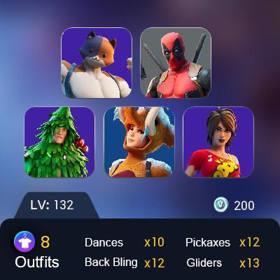 8 skins - Gear Specialist Maya , Deadpool , Brutus , Agent Peely , 200 ...