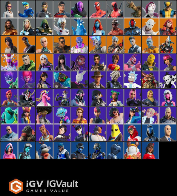 Full Access. Fortnite 89 skins . Skeletara . Grriz . Gumbo. Bytes ...