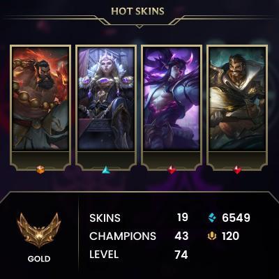 LOL 2020 GOLD ACCOUNT - HAND-LEVELED - 2 ULTIMATES SKINS - iGV
