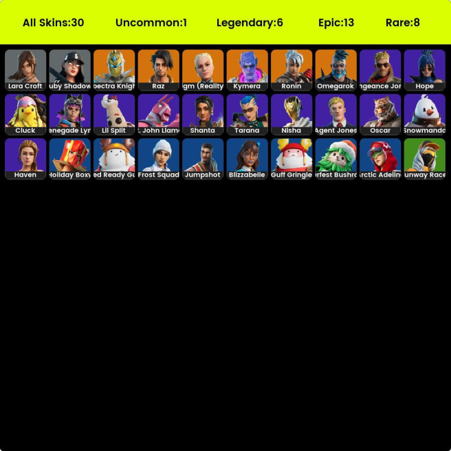 Fortnite Fa Account With 700 V-Bucks 30 Skins, 42 Backblings, 38 ...