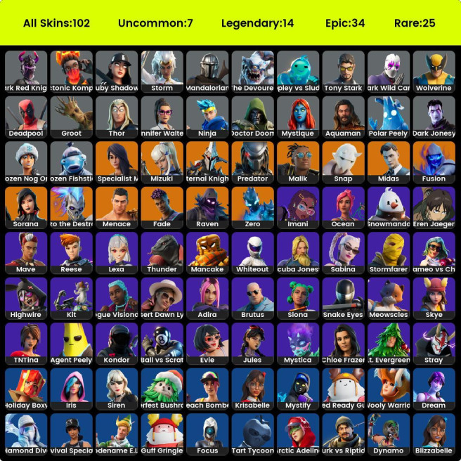 FULL ACCESS [PC/XBOX] 102 skins | Gold Midas | Gold Meowscles | Gold ...