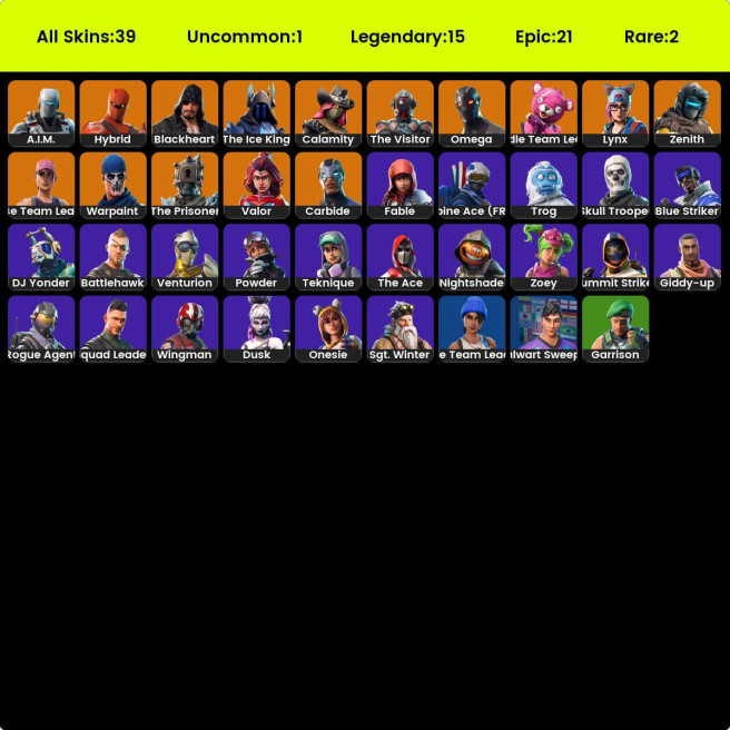 REAPER / 39 Skins / OMEGA / SKULL TROOPER / WARPAINT / ROSE TEAM LEADER ...