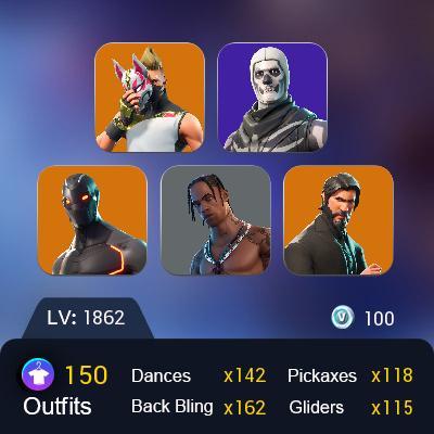 [PC] 150 skins | OG STW | The Reaper | Travis Scott | Fishstick (World Cup) | Gold Brutus | Gold ...