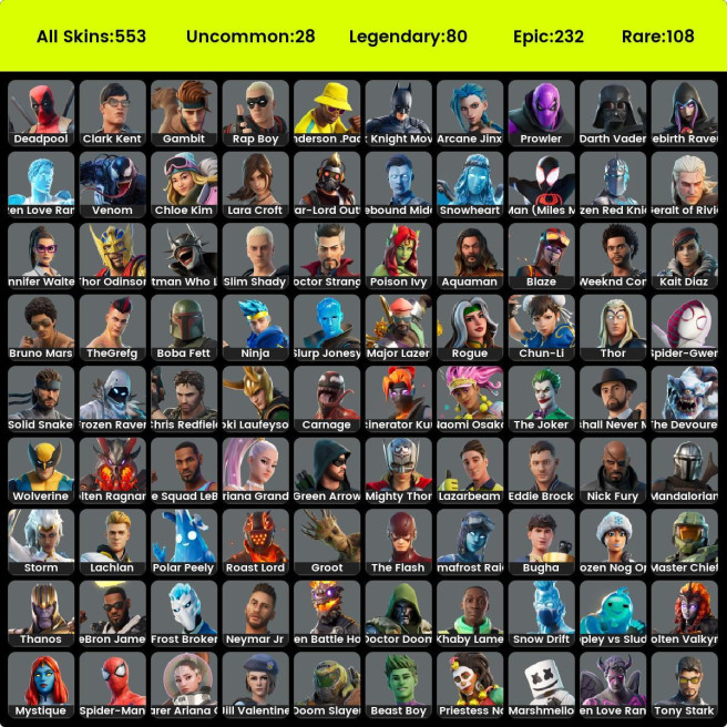 500+SKINS FORTNITE ACCOUNT | GOLD MIDAS | MASTER CHIEF | LEON KENNEDY ...