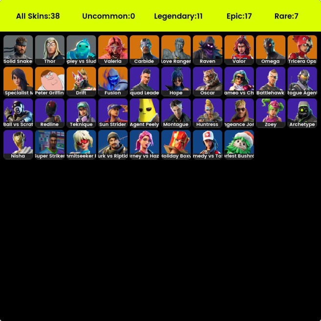 PSN/XBOX/PC 36 SKINS: Omega | Drift | Raven | Agent Peely | Peter ...