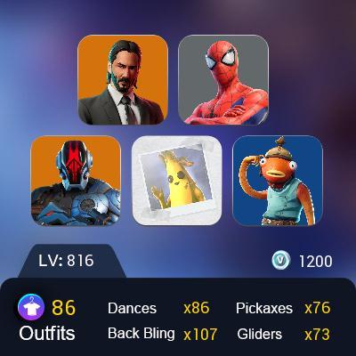 PSN/XBOX/PC 86 SKINS: John Wick | Blue Striker | Spider-Man | Sparkle ...