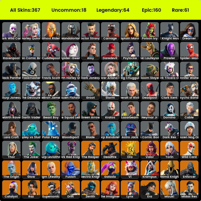 367 skins | OG STW | Galaxy | The Reaper | Glow | Travis Scott | Astro ...