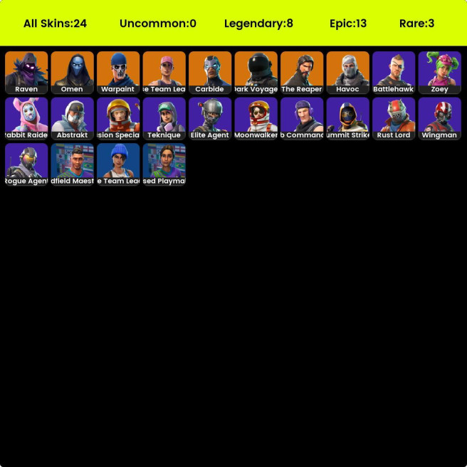 24 skins | OG STW | The Reaper | Blue Team Leader | Rogue Agent | Havoc ...