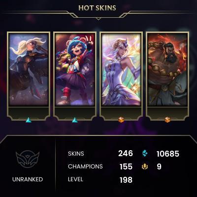 NA / 155 champs / 247 skins / Dreadnova Darius + Hextech Sejuani ...