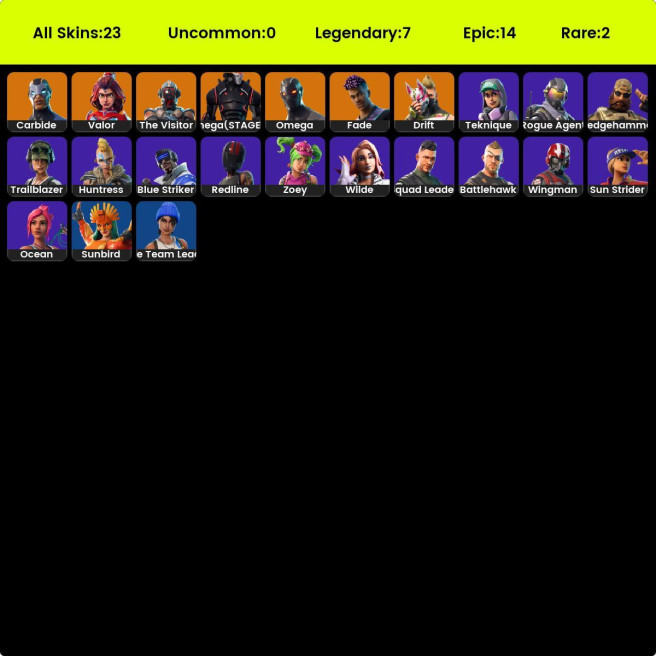 NFA/OMEGA (STAGE 5)/RARE ACC/TRYHARD ACC/DRIFT/CARBIDE/ZOEY/VALOR ...