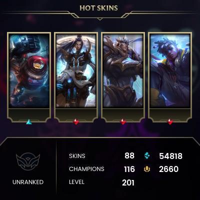 - EUW -Level: 201 - RP: 2660 - BE: 54818 - Unranked - Champ (116 ...