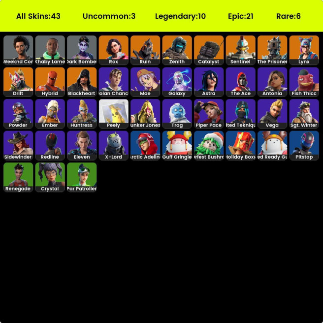 (PC, Nintendo) 43 skins, GALAXY + DRIFT, RUST BUCKET, TAKE THE ELF ...