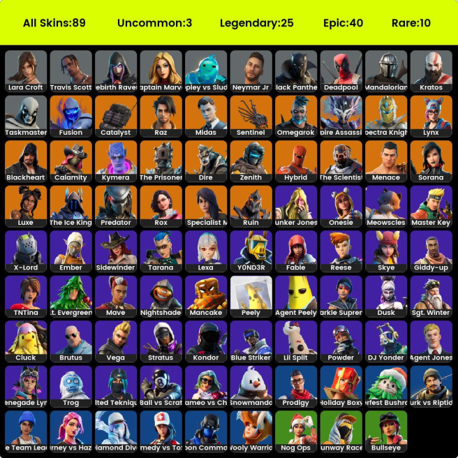 89 skins | Travis Scott | Leviathan Axe | Kratos | Mako | Gold Midas - iGV
