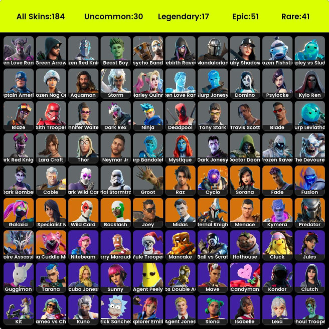 [PC/XBOX] 184 skins Travis Scott | Gold Brutus | Gold Skye |Rare Emotes ...