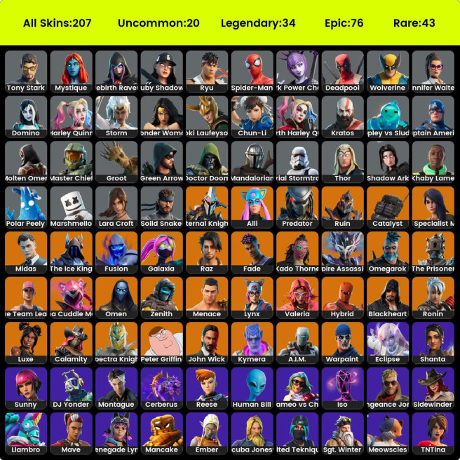 FA | PC | 207 skins | Wildcat | Blue Team Leader | Merry Mint Axe ...