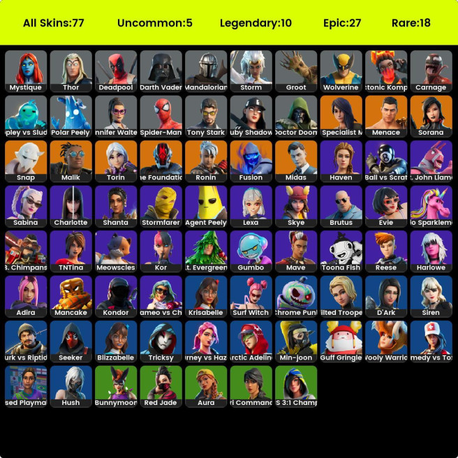 [PC/PSN] 77 skins | Gold Midas | Gold Meowscles | Gold Brutus | FNCS 3: ...