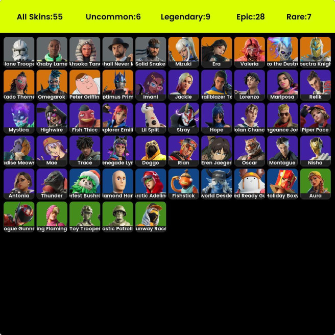 [PC/PSN/XBOX] 55 skins | Optimus Prime | Mizuki | Spectra Knight ...