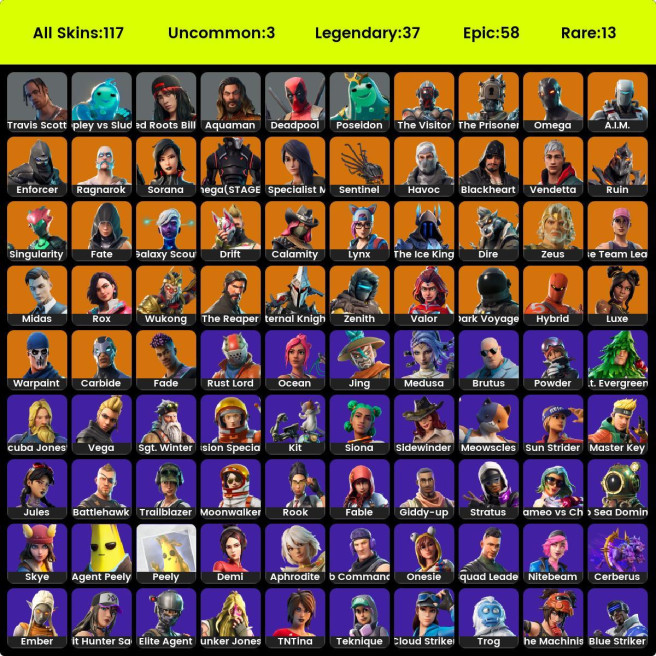 [PC/XBOX] 116 skins Travis Scott The Reaper | OG STW Blue Team Leader | Gold Midas | Fishstick ...