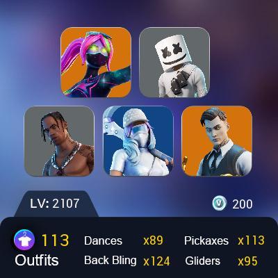 Fortnite 113 skins / full access / Travis Scott / Ninja / Marshmello ...