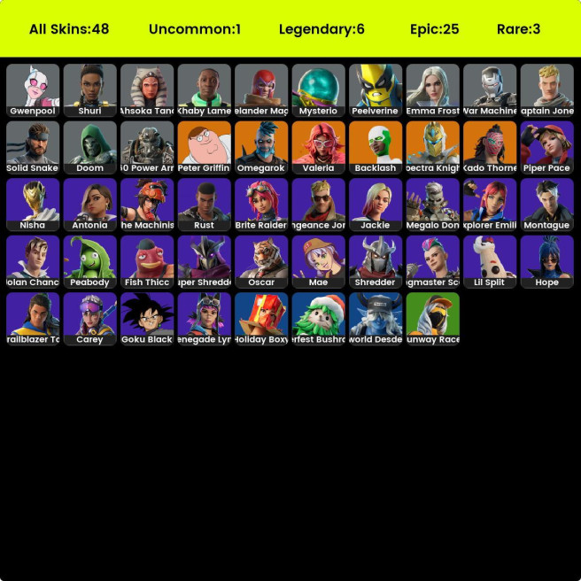 [PC/XBOX] 48 skins | Omegarok | Peter Griffin | Valeria | Spectra ...