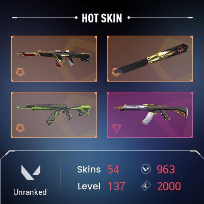 Valorant | EU | 54 | Skins + 4 Knives | Ion Karambit, Champions 2022 ...
