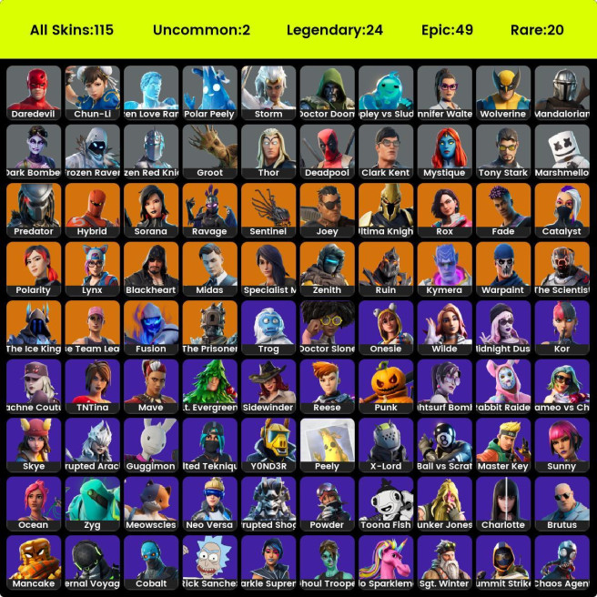 [PC/XBOX/NINTENDO/XBOX] 115 skins | OG STW | Neo Versa | Trilogy .Chun ...