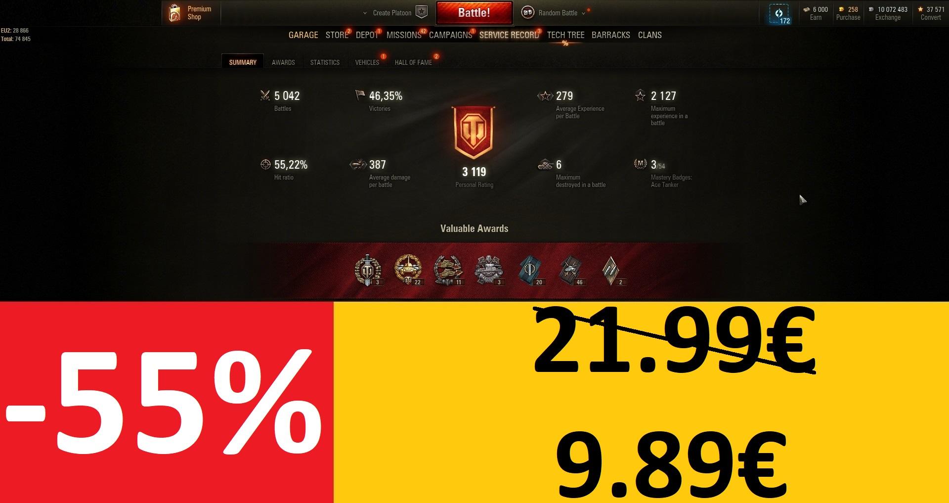 WZ-111 Alpine Tiger / VIII 2 / VII 8 / VI 6 / Cred: 10.072.483 / Gold ...