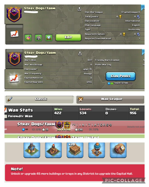 Stray Dogs/Farm | LVL 26.3 | WARLOG W/L/D: 422/534/0 | CWL League ...