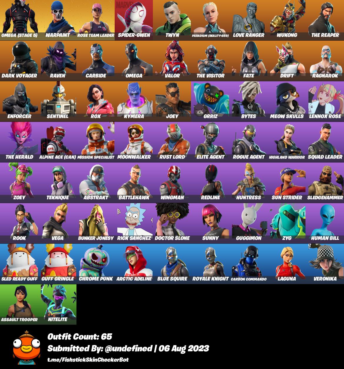 (Only Pc) 65 Skins FA Omega Stage5 Elite agent The Reaper BLue Squire ...
