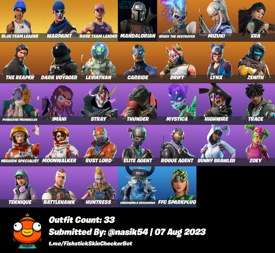 Fortnite 33 skins / full access / The Reaper / Mako / Elite Agent ...