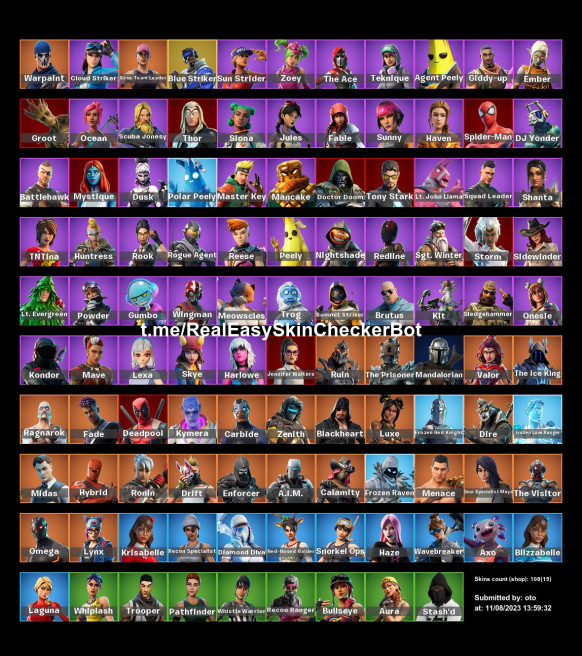 FORTNITE 108 SKINS FULL ACCESS DIAMOND DIVA FROZEN LEGENDS MANDALORIAN ...
