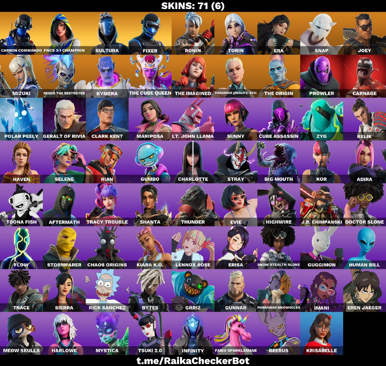 FA | 71 OUTFITS | CARBON COMMANDO | FNCS 3:1 CHAMPION | SULTURA | FIXER ...