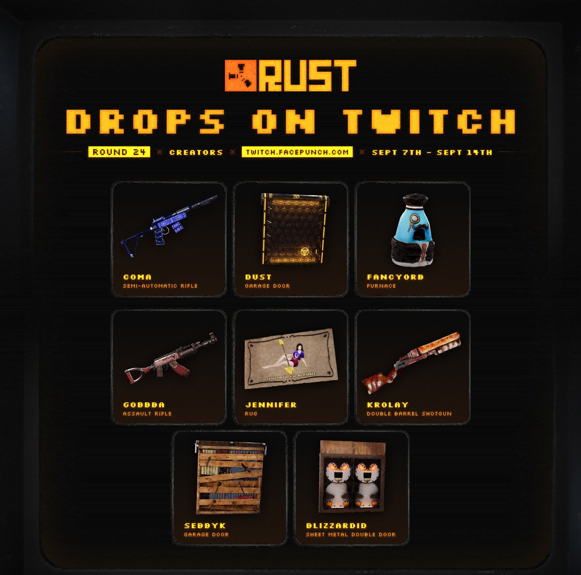 RUST Account with Twitch Drop Rounds 22 + Round 23 x Bellum + Round 24 (46 items) [STEAM] - iGV