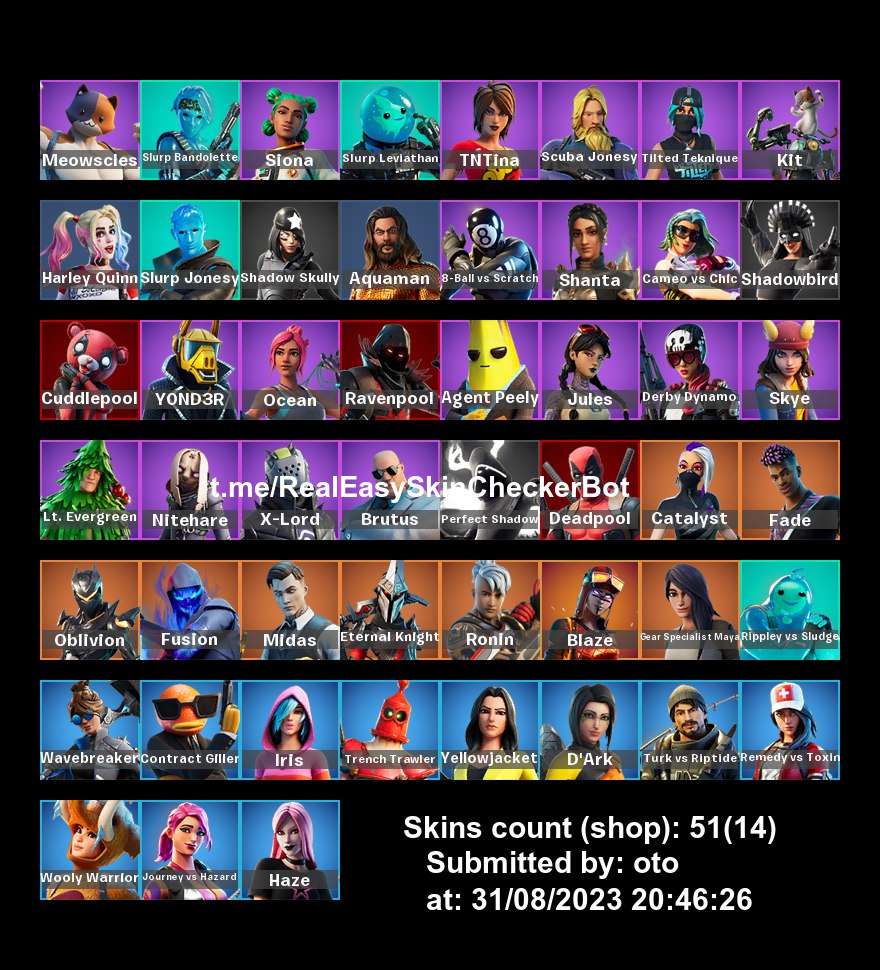 FROTNITE 51 SKINS FULL ACCESS HARLEY QUINEE MIDAS BLAZE - iGV