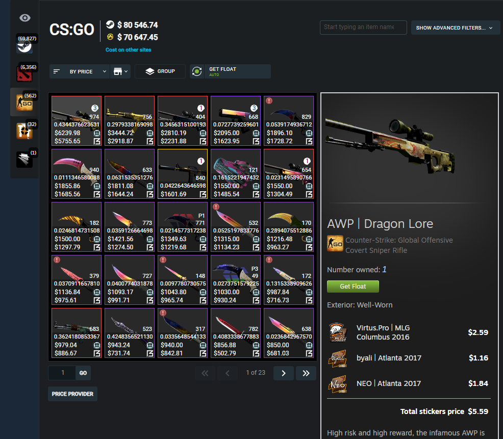 CS2 Prime + Dragon lore Inventory 80k usd - iGV