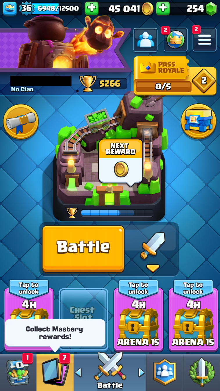 KT12/LVL36 103 CARD 5271 CUPS 2 MAX CARD 45k GOLD 254 GEMS CLASH ROYALE ...