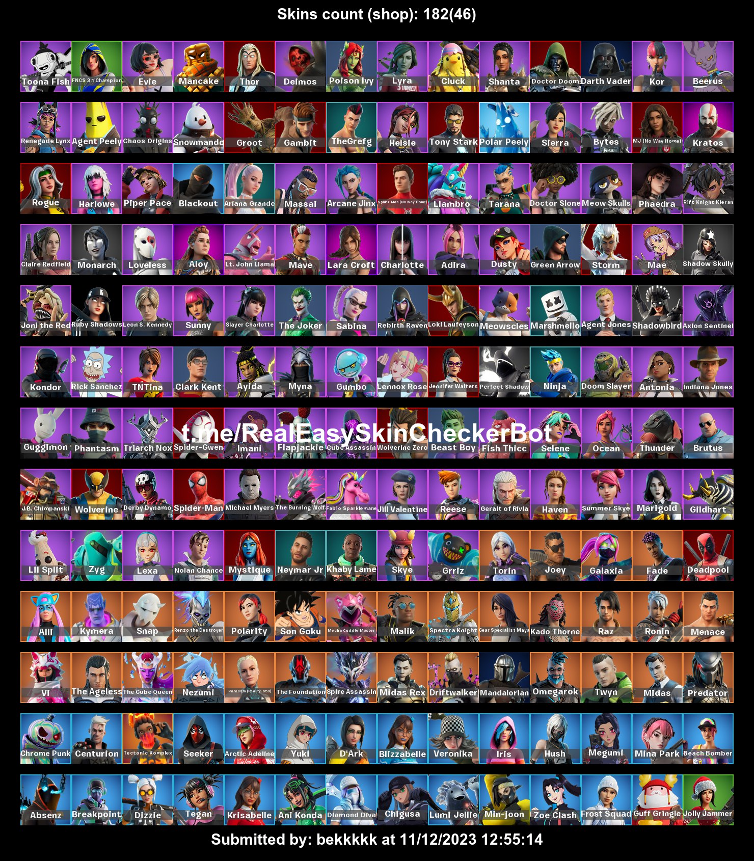 Fortnite 182 skins . Jill valentine . Arcane Jinx . Claire redfield ...