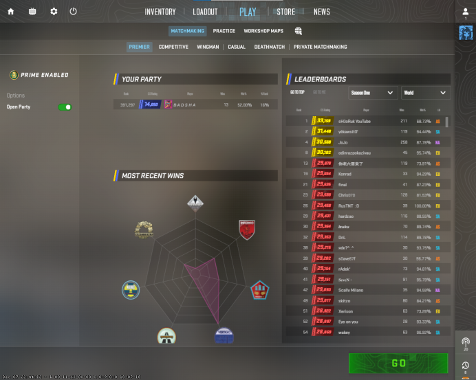 [CS 2] - [PRIME - Premier Rating : 14650] - [Medals - 2k20 - 2k21 ...