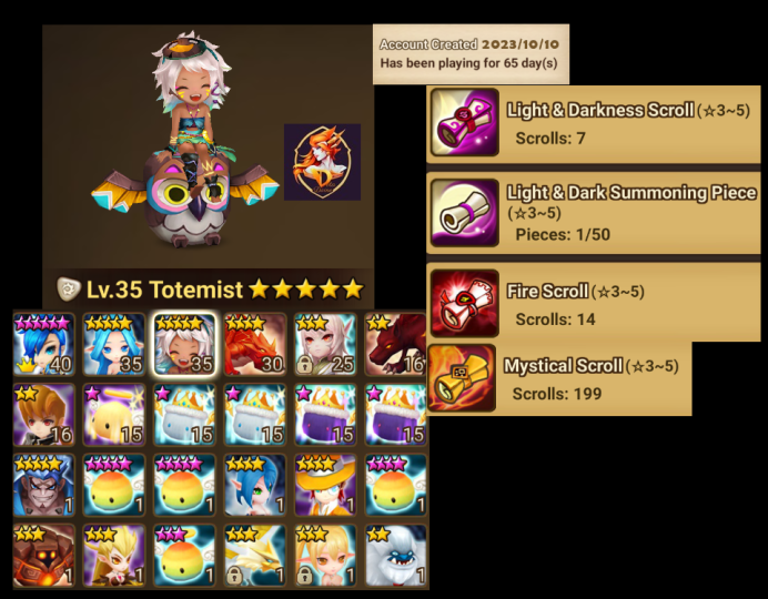 Europe - TOP START - DARK TOTEMIST Maya + LD Scrolls + 210 Scrolls ...