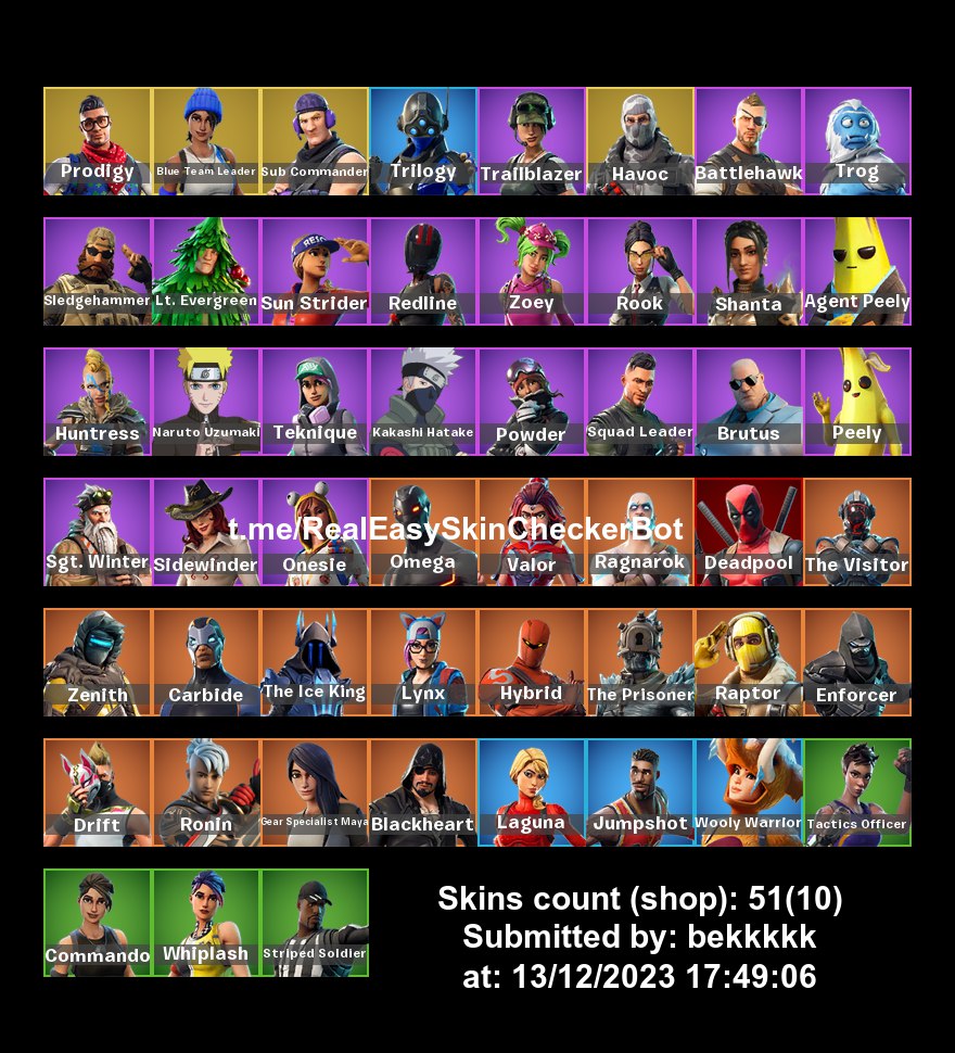 FORTNITE . Full access. 51 skins . 4OG skins . Havoc . Blue Team leader ...