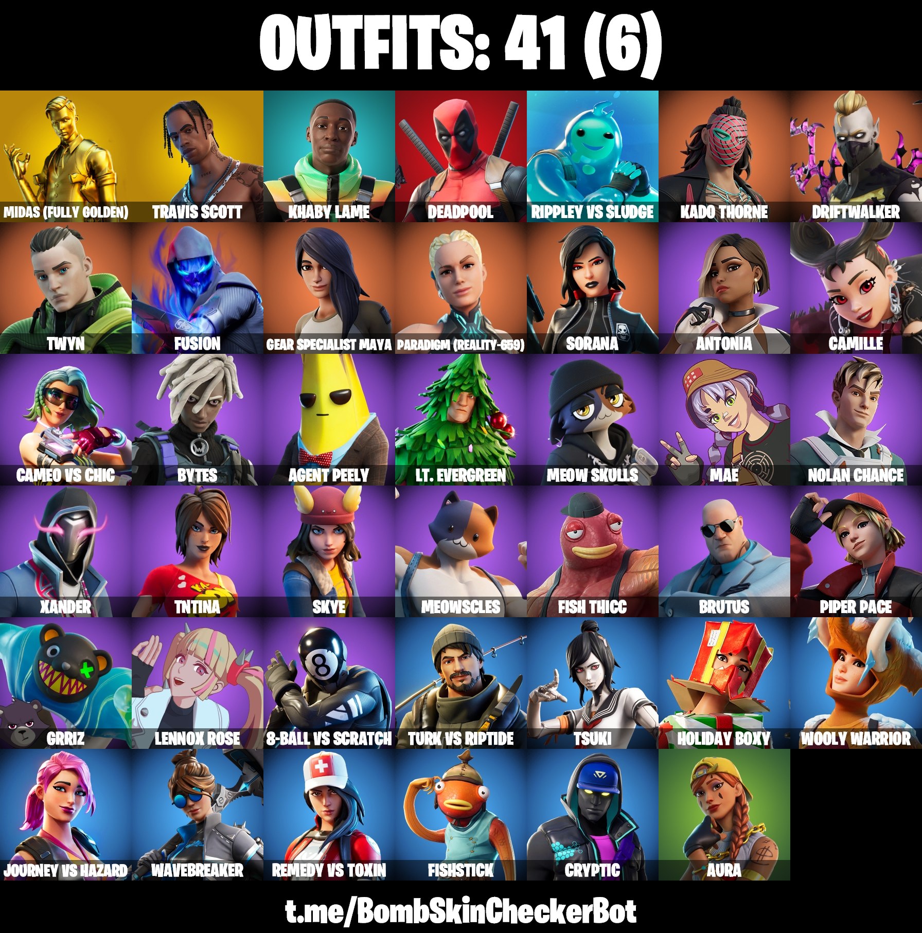 41 Skins / Travis Scott / Midas / Khaby Lame / AGENT PEELY / Full ...
