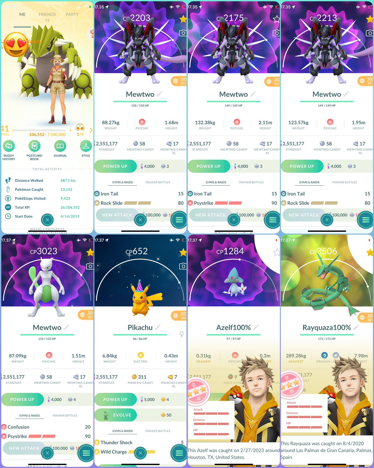 Pokemon Go Account Level 41 With Mewtwo Armor X3 /321 Shiny/318 ...