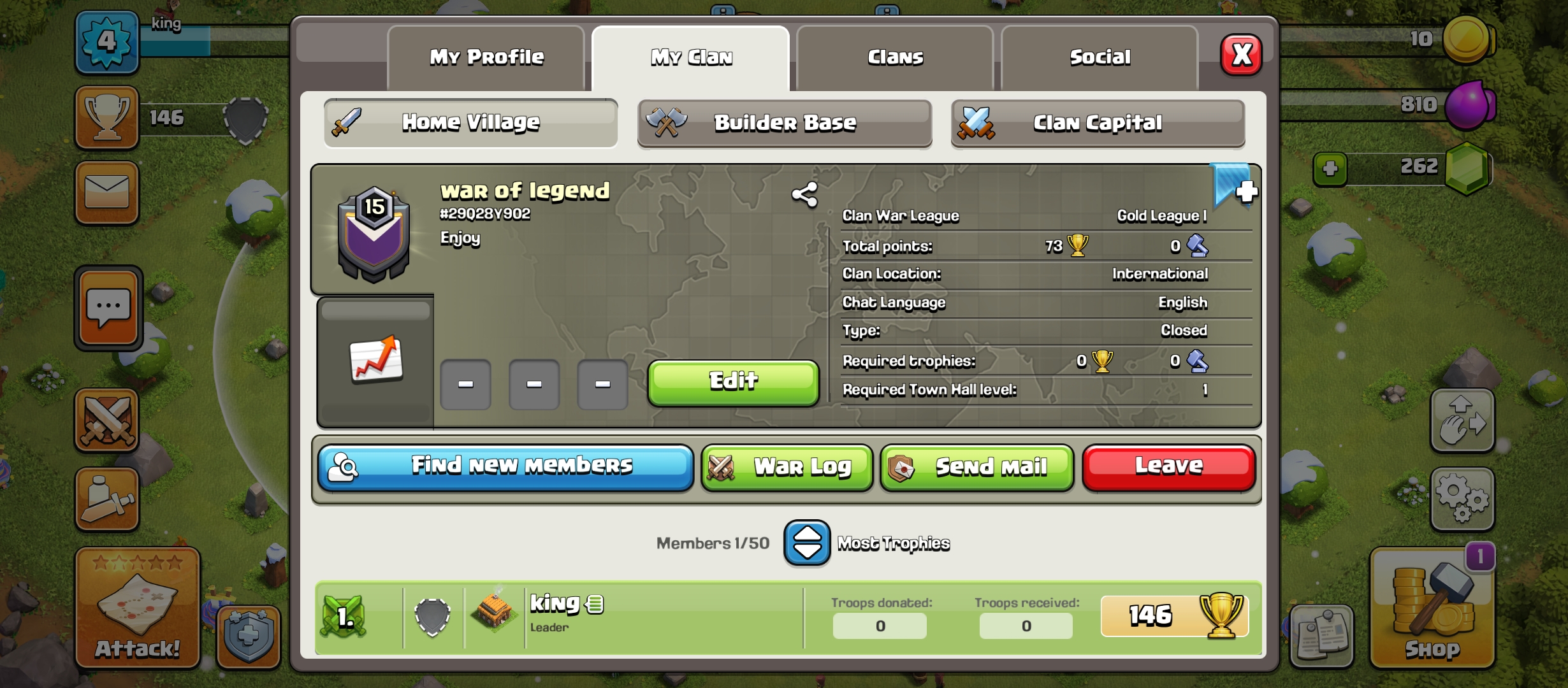 # Capital Hall 8 # | CLAN LEVEL 15 | Clan Name : war of legend ...