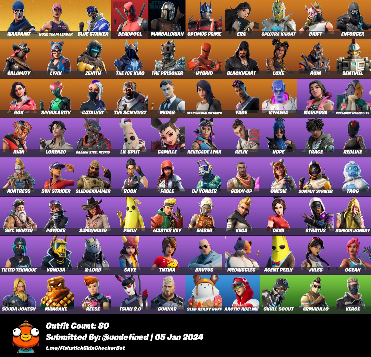 Full access 74 skins . STW . Midas . Drift . Gunnar . Demi . Fable ...