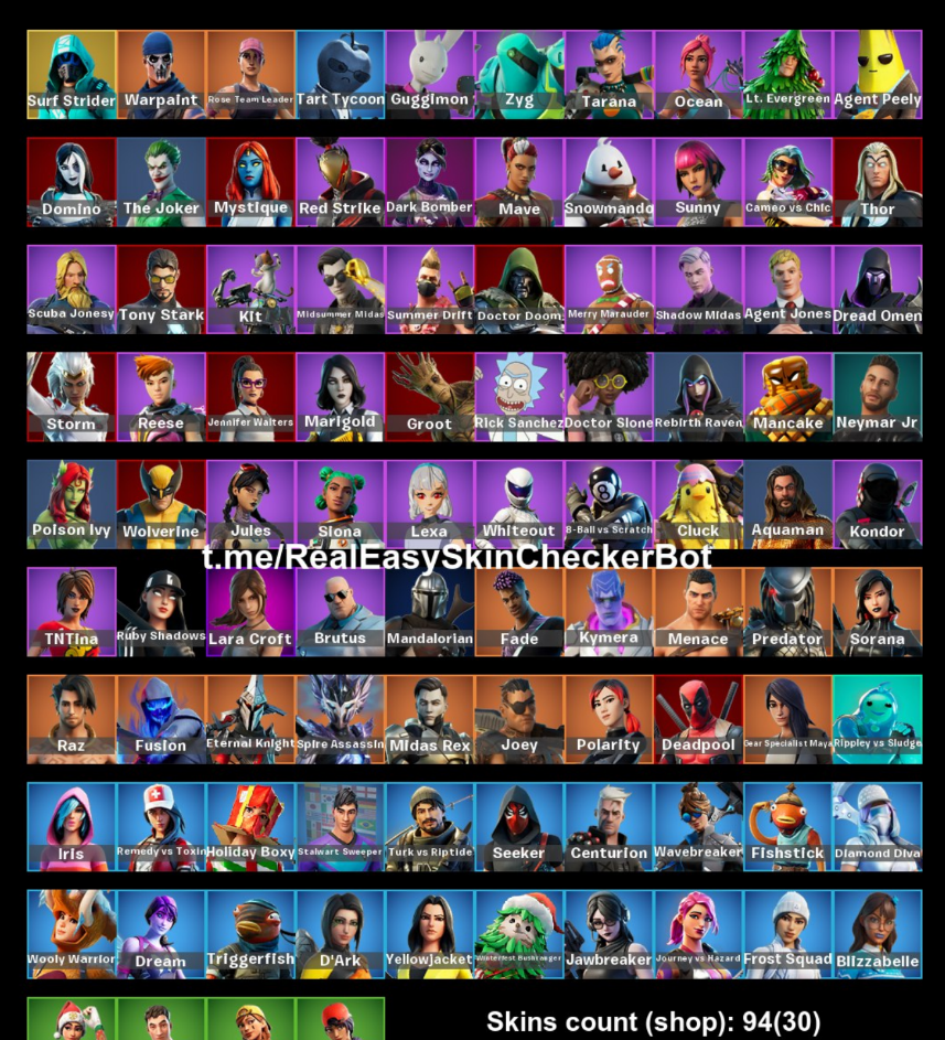 94 SKINS FULL ACCESS LEVIATHAN AXE MIDAS REX SURF STRIDER ROSE TEAM ...