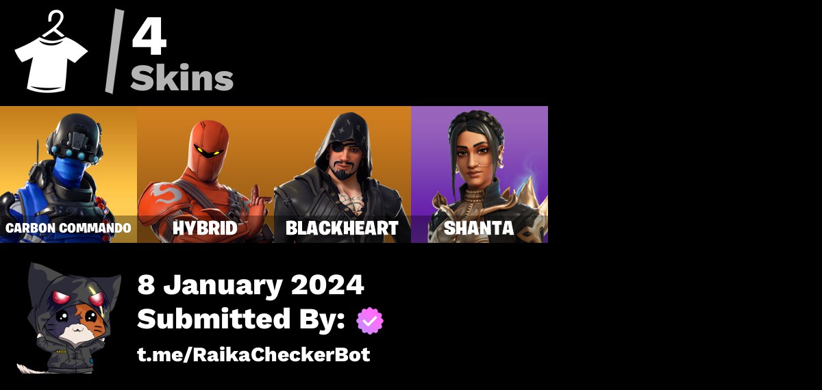 [PC/PSN/XBOX] 4 skins | Carbon Commando | Hybrid | Blackheart | Shanta ...