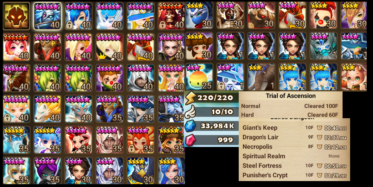 Europe - 9 NAT5 + 160F + 10F + Rift 3 lvl + Liam + Lagmaron + Chandra ...