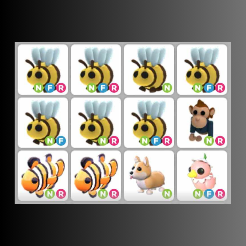 Bee 7X + Business Monkey + Clownfish 2X + Corgi + Flower Power Duckling ...