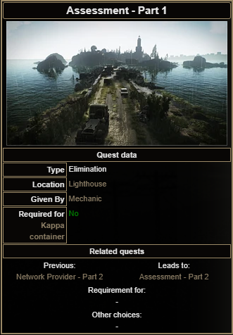 ASSESSMENT PART 3 TARKOV QUEST HELP - iGV