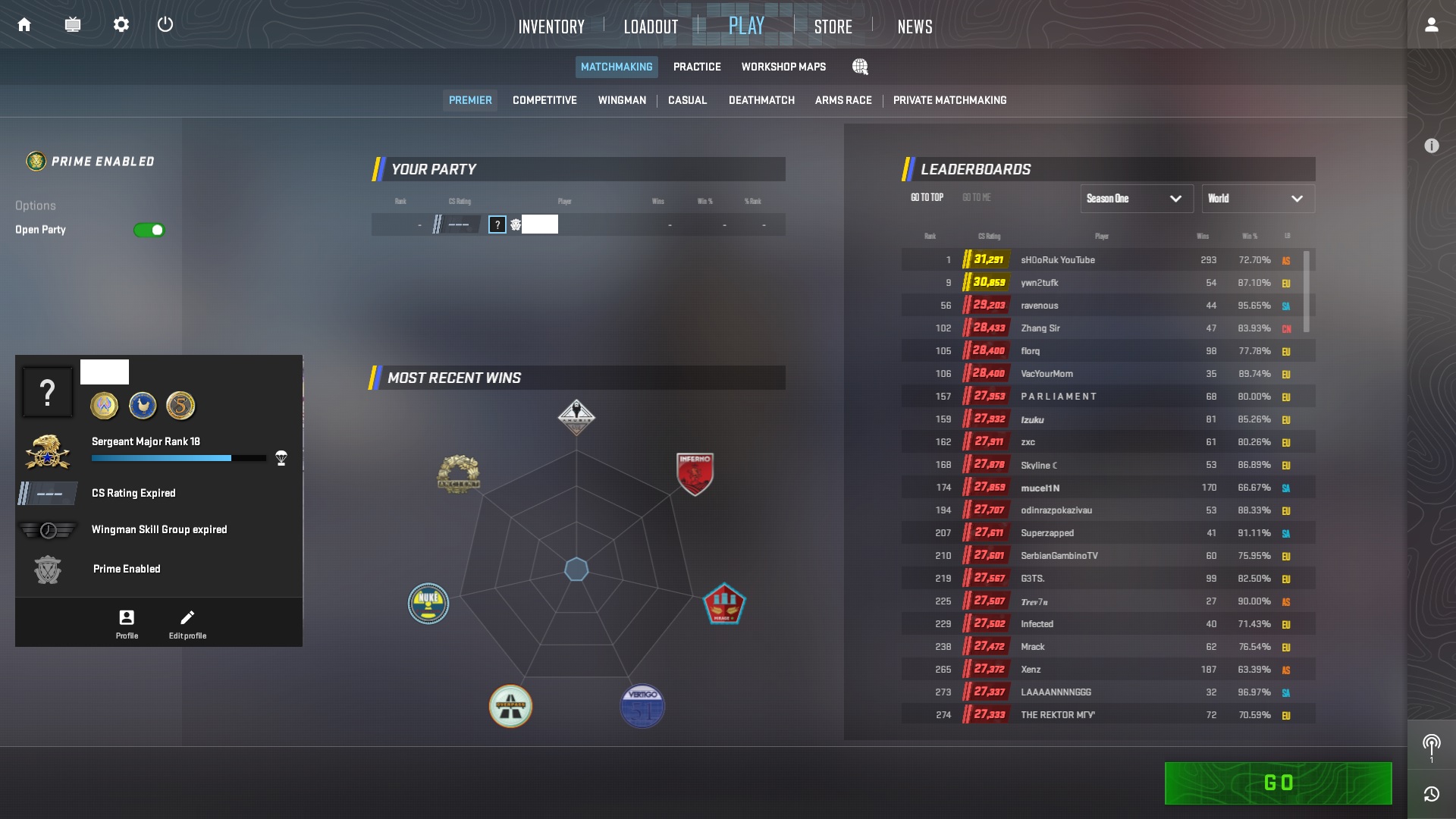 [ID:125765][PRIME][FACEIT READY][PREMIER MODE AVAILABLE][VERY RARE] UN (UNRANKED AFTER UPDATE ...